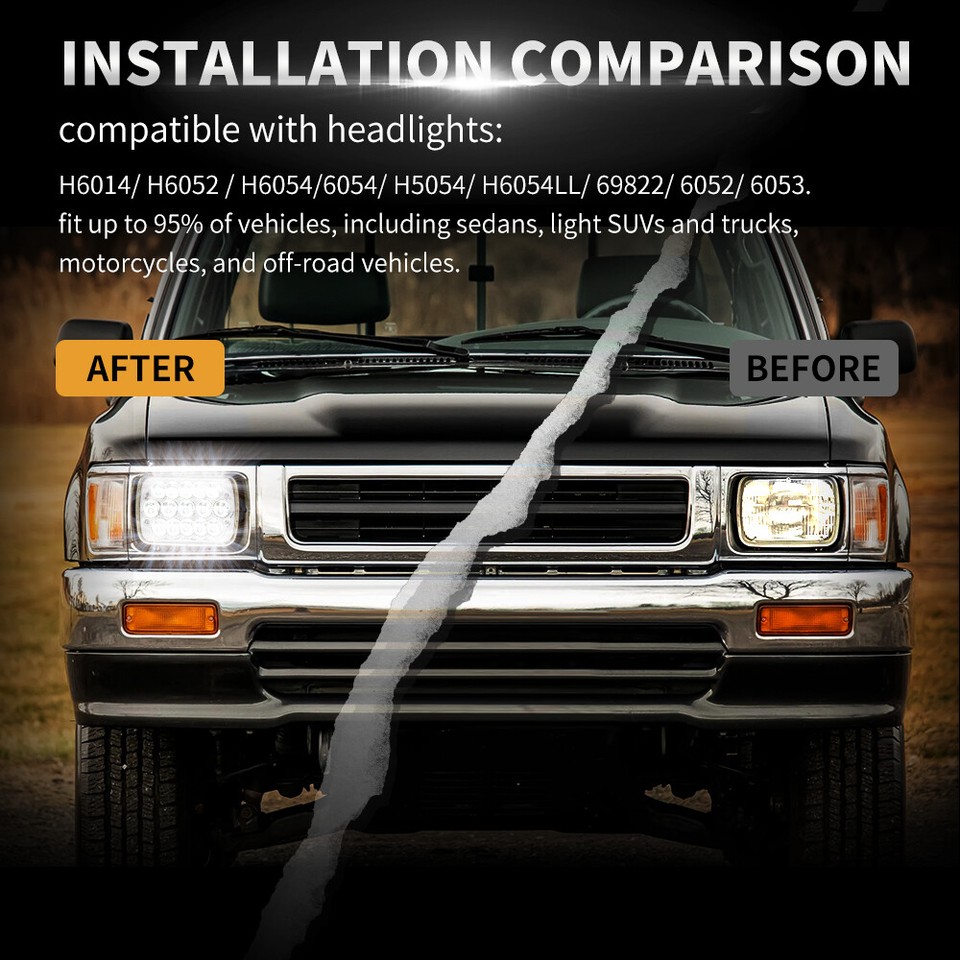 Pair 7X6" 5x7 LED Headlights For Chevy Express 1500 2500 3500 Astro ...