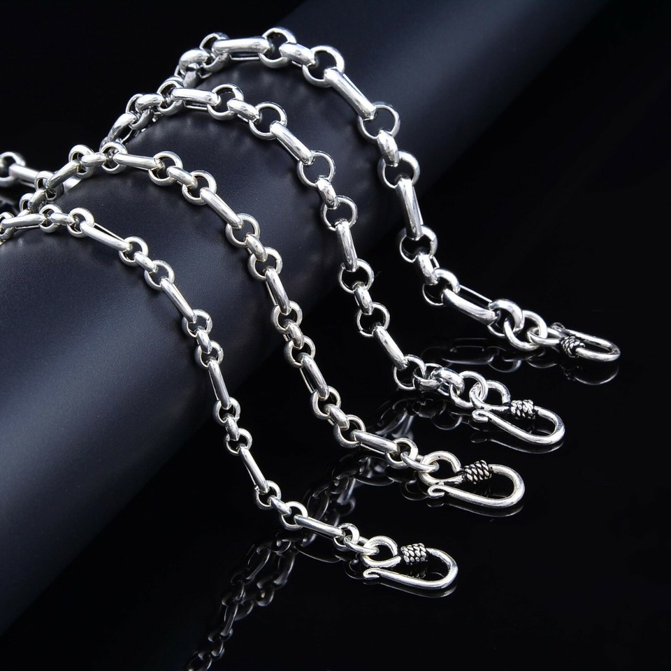 A26 Pea Chain And Anchor Chain Combined 4 MM Silver 925 Length 45 CM ...