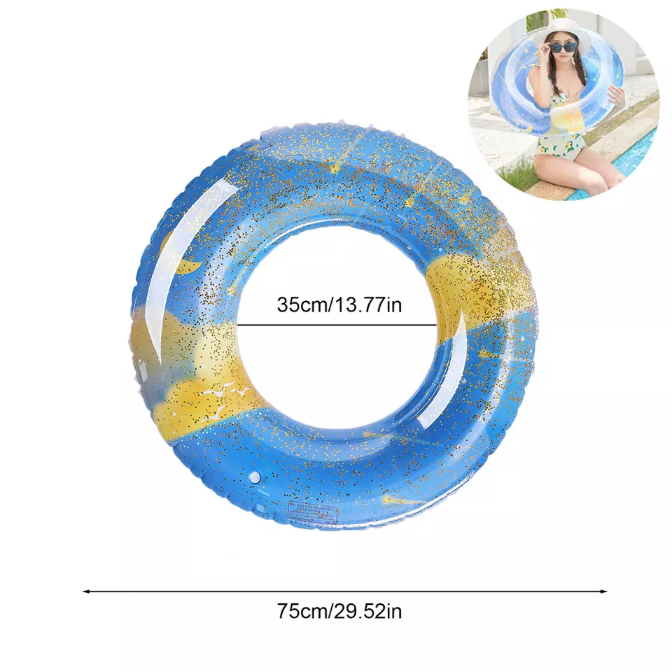Inflatable Mermaid Swimming Ring Rainbow Pool Float Kids Adults Beach ...