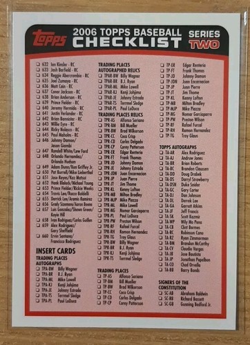 2006 TOPPS SERIES 2 CHECKLIST #2 | eBay