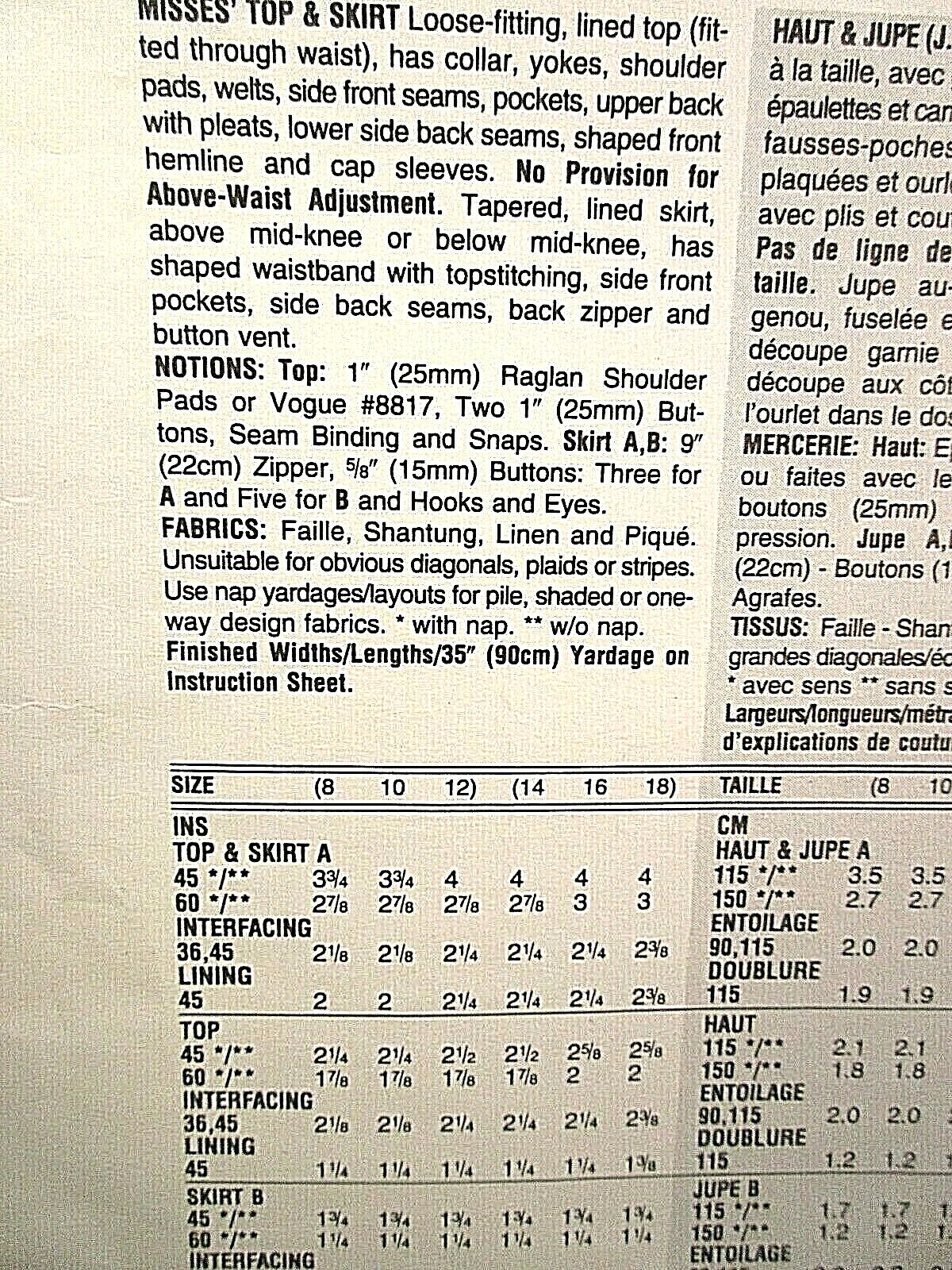 Vogue Paris Original Pattern 1135 Karl Lagerfeld Size 8-10-12 | eBay