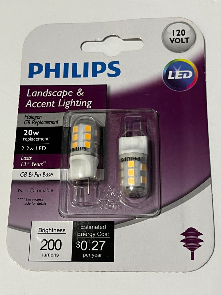 Lot of 3 - 2 pack Philips 2.2W=20 LED T4 Landscape Lighting Bulbs G8 BI ...