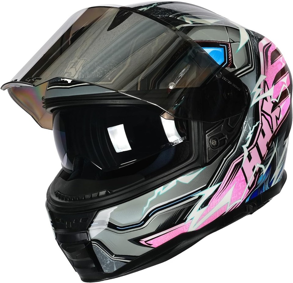 HAX Force Glow-in-The-Dark Aerodynamic Full Face Helmet for Street & E ...