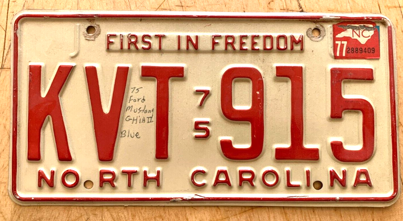 1975 1977 NORTH CAROLINA NATIONAL GUARD LICENSE PLATE " KVT 915 " NC | eBay