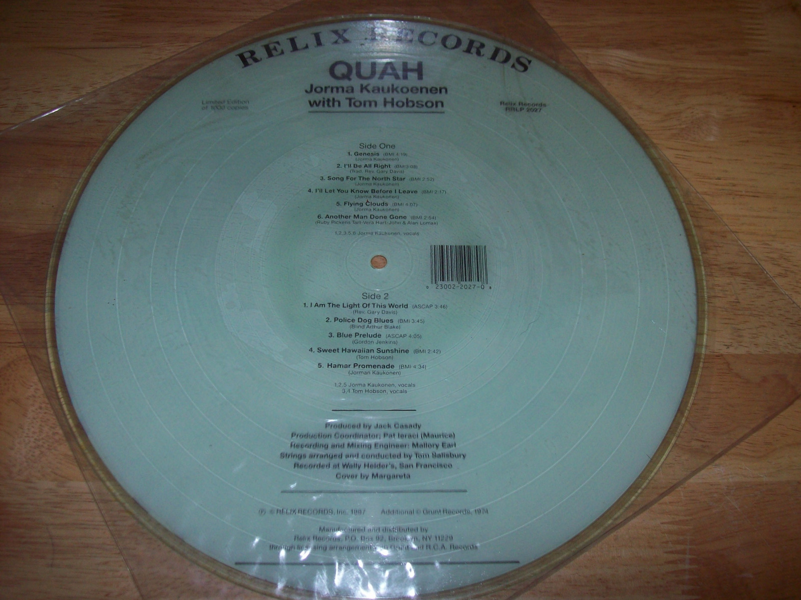 87 NEW Jorma Kaukoenen QUAH LIMITED EDITION/1000 Tom Hobson Relix LP ...