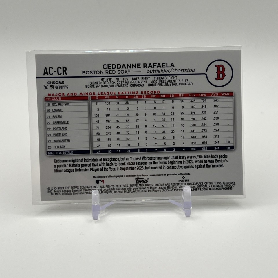Ceddanne Rafaela 2024 Topps Chrome Update #AC-CR Gold Wave /50 Auto ...