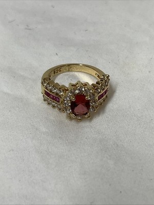 Sterling Silver Ring Red Stone Size 6 3/4. Statement 925 | eBay