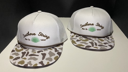 Two Camouflage Southern String Hat Co Adjustable Caps NWOT White With ...