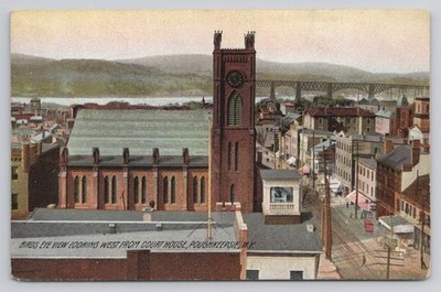 Bird's Eye View Looking West From Courthouse Poughkeepsie NY Postcard ...