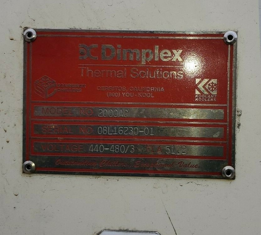 Schreiber Engineering 20 Ton #Dimplex 2000AC Air-Cooled Chiller 230/460 ...