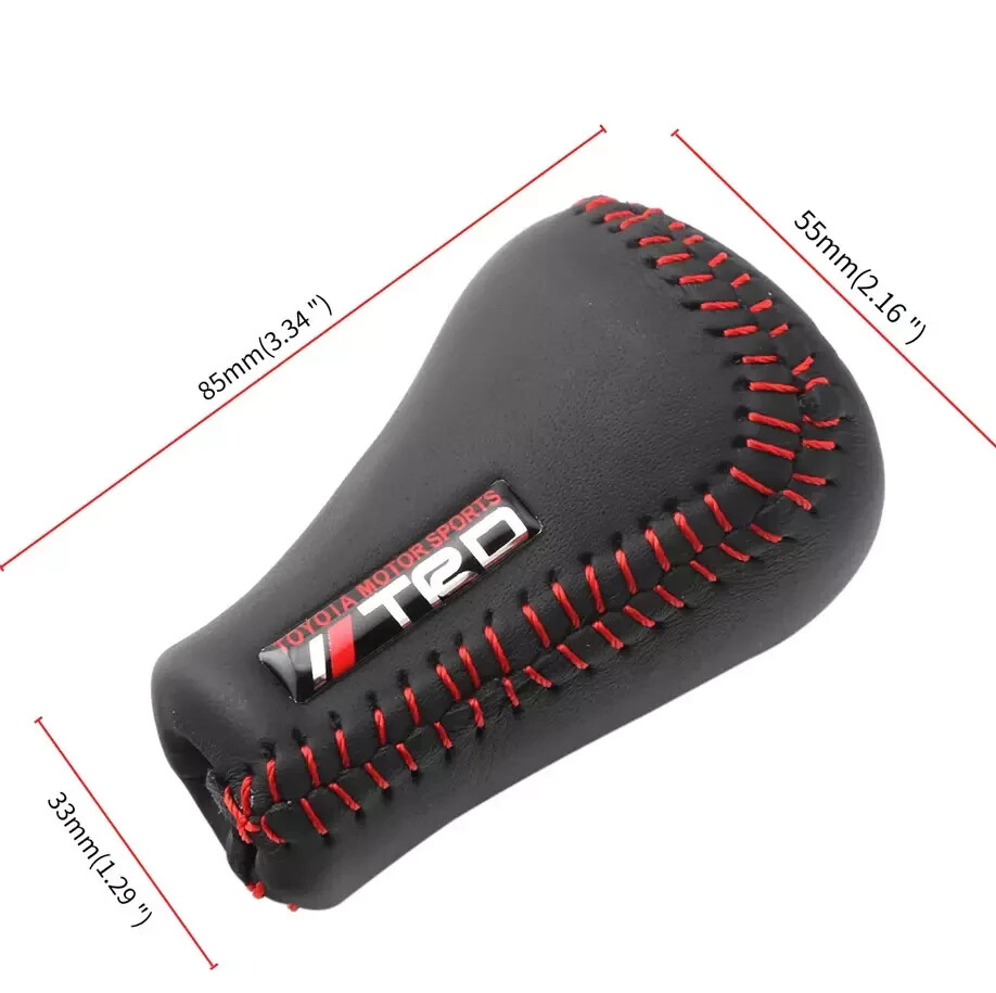 TRD STYLE LEATHER RED STITCHING 5 SPEED MANUAL SHIFT GEAR KNOB AE86 ...