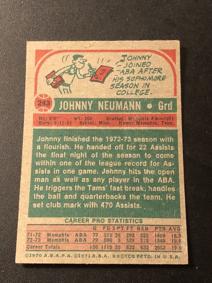 1973-74 Topps Johnny Neumann #243 EX | eBay
