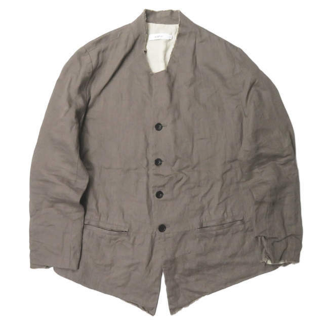 SUBTLE authentic Crew Jacket Linen herringbone no collar jacket 03(L ...