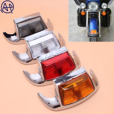 Chrome Front Fender Tip LED Light Lamp Edge For Harley FLSTC Softail ...