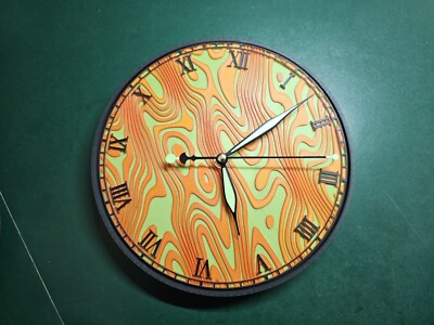 Psychedelic wall clock, 20cm, glow in the dark hands, 3d, One of a kind ...