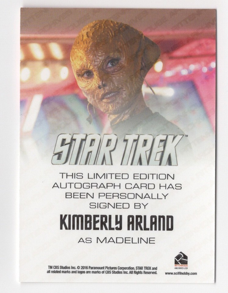 Kimberly Arland as Madeline STAR TREK Beyond Autograph Card Auto EX | eBay