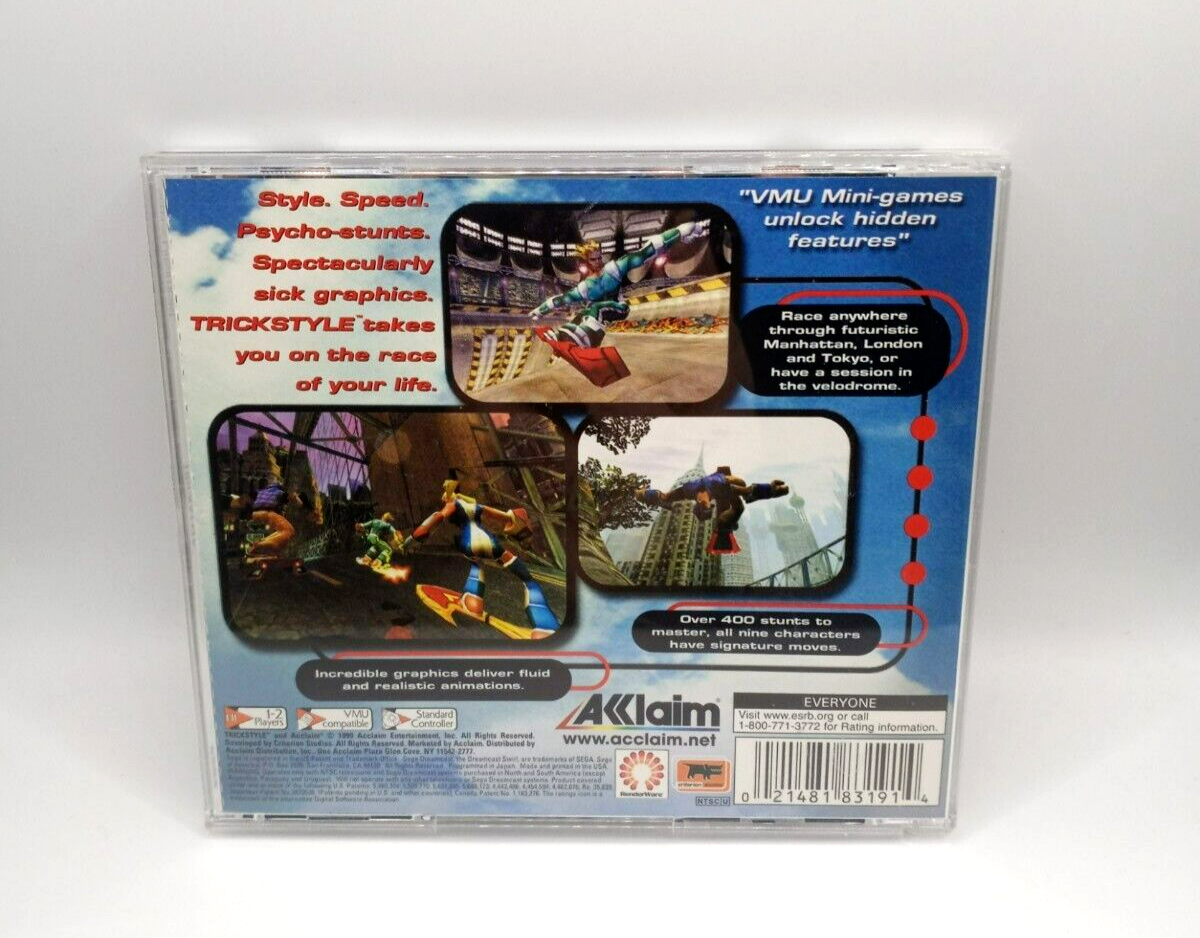TrickStyle (Sega Dreamcast, 1999) Authentic COMPLETE Futuristic Racing ...