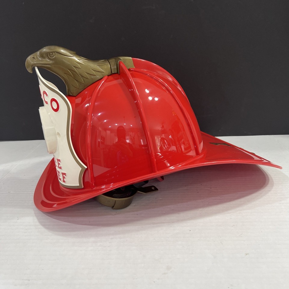 Vintage Texaco Fire Chief Red Toy Fireman Hat Helmet Brown And Bigelow ...