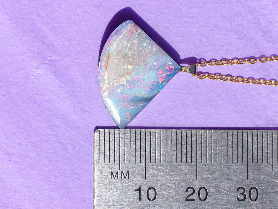 14K Gold Opal Seashell Fossil Pendant, Coober Pedy Opal Doublet Fossil ...