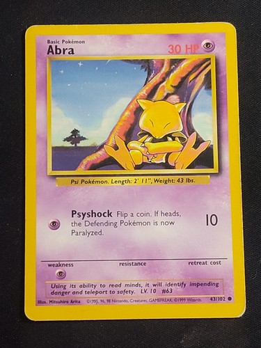Abra 43/102 Pokemon TCG Base Set Vintage WOTC Card Lightly Played LP | eBay