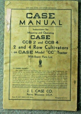1935 Case CCB 2 & CCB 4 Tractor 2 & 4 Row Cultivators Model "CC ...
