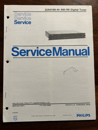 Philips 22AH180-44 AM-FM Digital Tuner Service Manual Original OEM Black Tulip | eBay