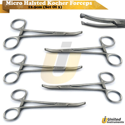 5 Pcs Surgical Micro Halsted Kocher Forceps 12.5cm Hemostat Artery ...