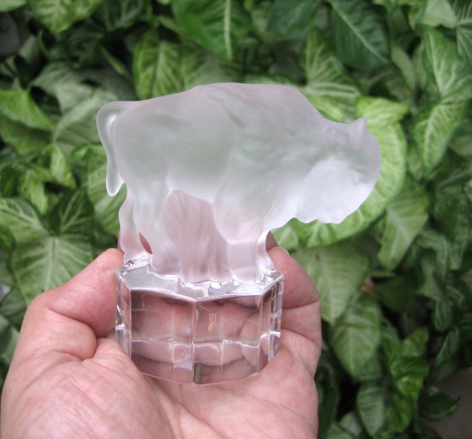 Vintage Goebel Frosted Lead Crystal Bison Buffalo Figurine Paperweight ...