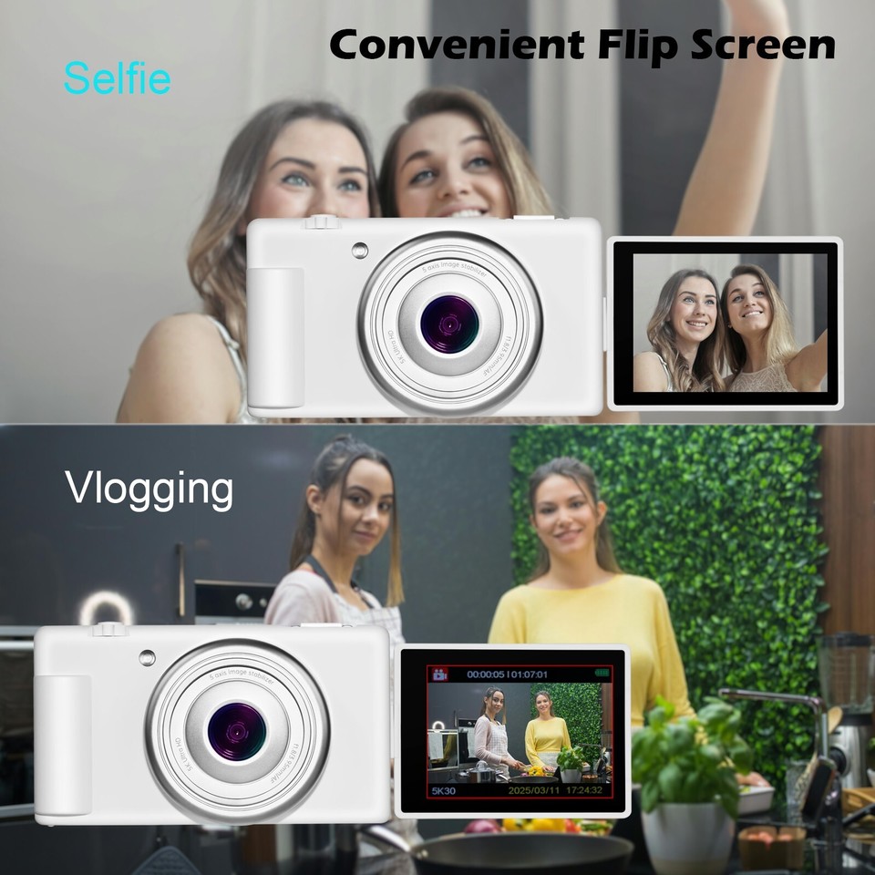 5K Digital Camera, 80MP Cameras for Photography, 270° Flip Screen ...