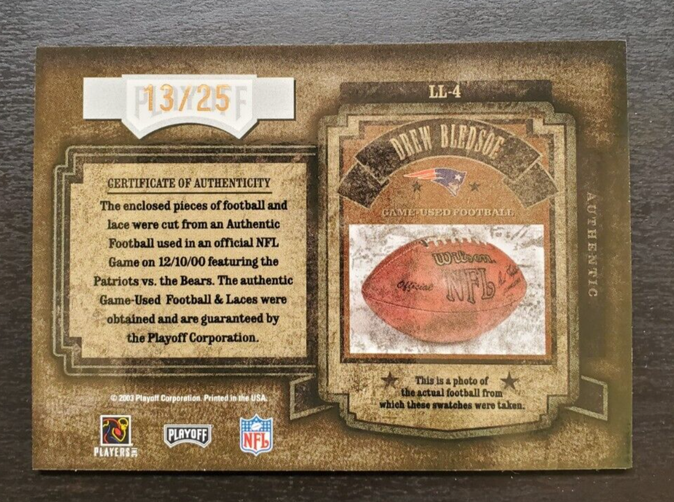 2003 Playoff Hogg Heaven Drew Blesdoe Leather in Leather GU Ball Relic ...