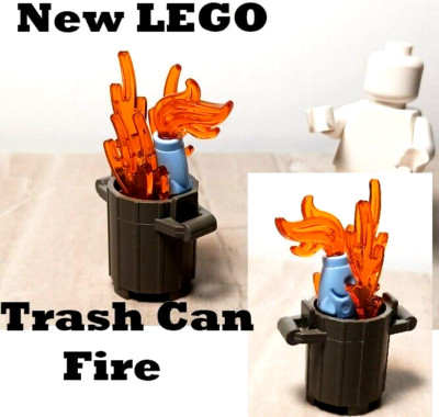 New LEGO Flaming Trash Can Fire Fish Alley Bucket Gray Restaurant ...