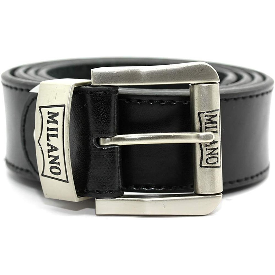 New Mens Milano Black Brown 1.5" Wide Bonded Leather Casual Work Belt ...