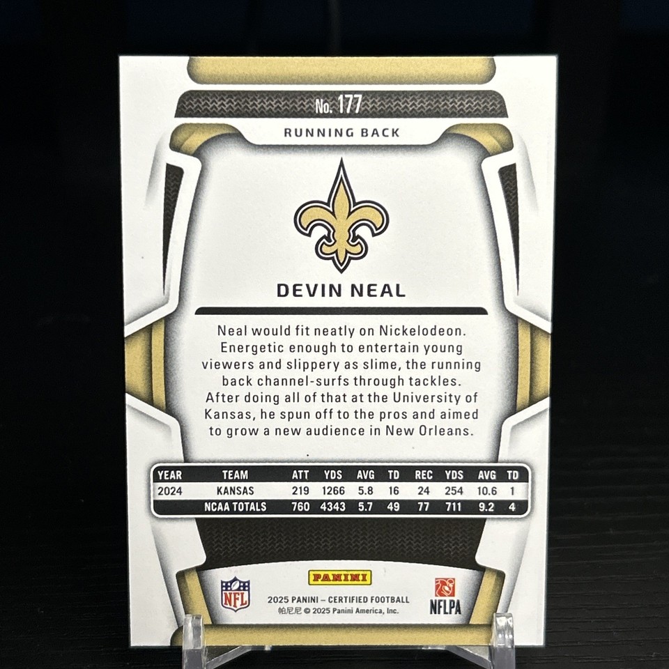 2025 PANINI CERTIFIED DEVIN NEAL PURPLE MIRROR /299 ROOKIE RC SAINTS | eBay