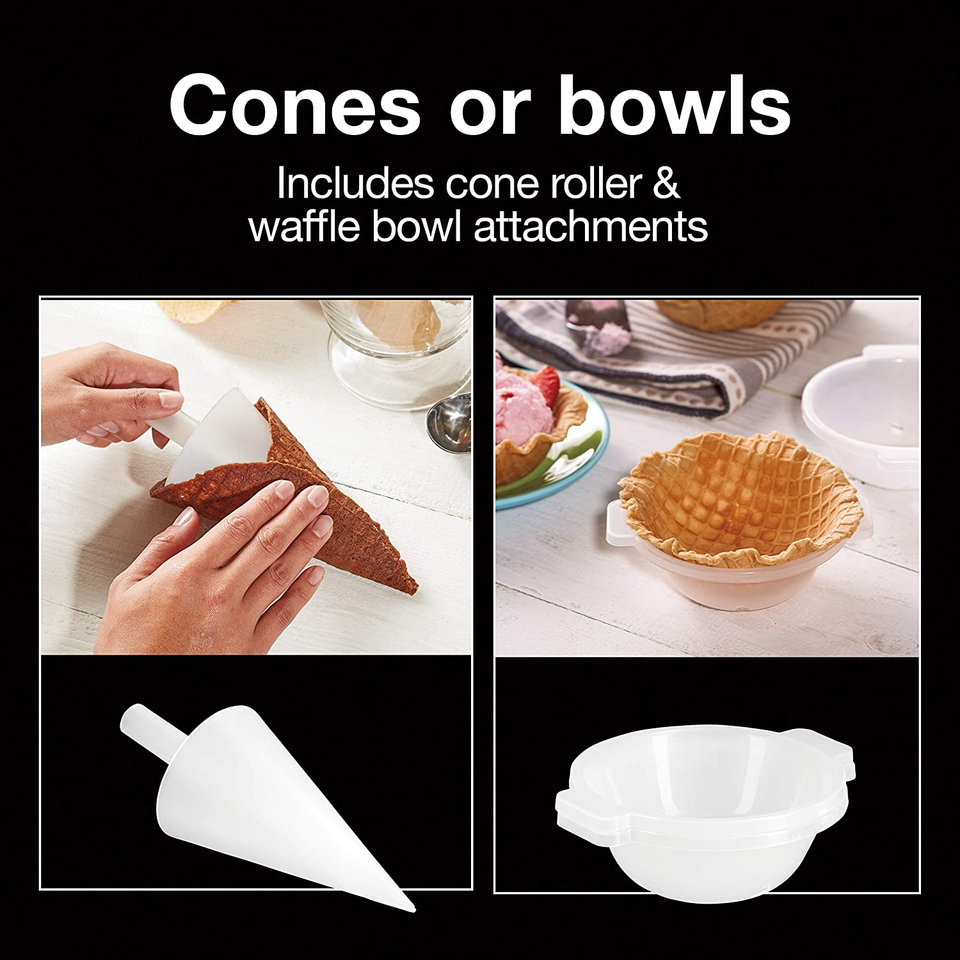 Waffle Cone and Ice Cream Bowl Maker with Browning Control, Shaper ...