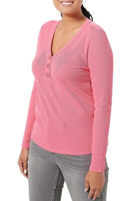 Candace Cameron Bure Soft V-Neck Rib Knit Henley Top Posey | eBay