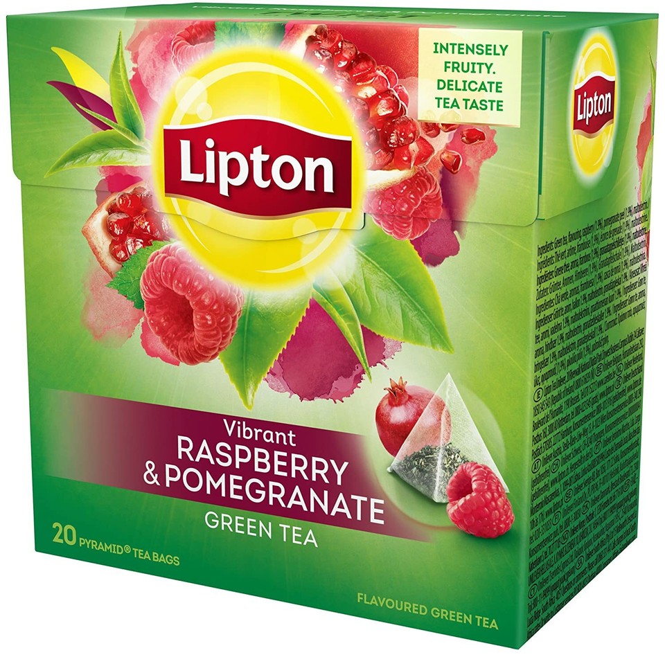 4 LIPTON Raspberry & Pomegranate Flavored Green Tea Boxes (80 servings ...
