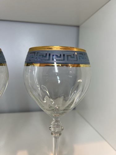 Set Of 2 FUMO BROTHERS CRISTALLERIA ITALY WINE GLASSES W/GOLD TRIM | eBay