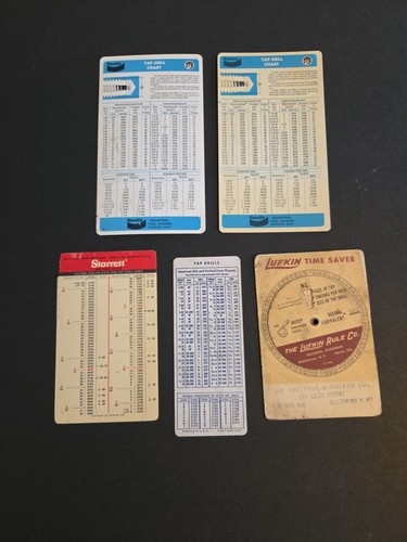 Lot Ot 5 Vtg- Starrett Etc Tap Drill Size Decimal Equivalents Pocket ...