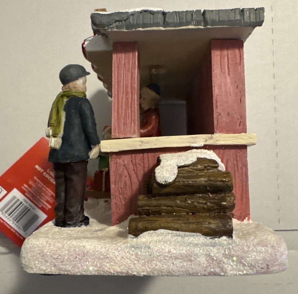 Happy Holidays Light-Up Hot Cocoa Scene House Store Christmas Village ...