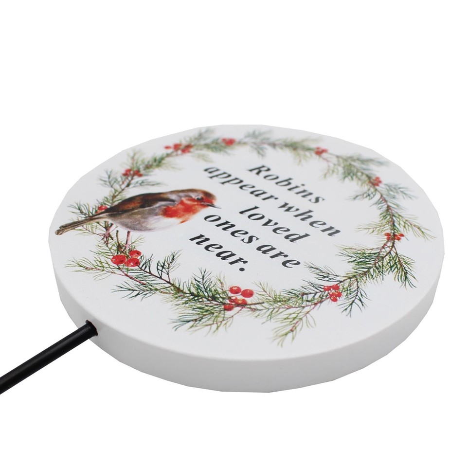 Graveside Memorial Plaque on a Stick with Robin and Wording - Robins ...