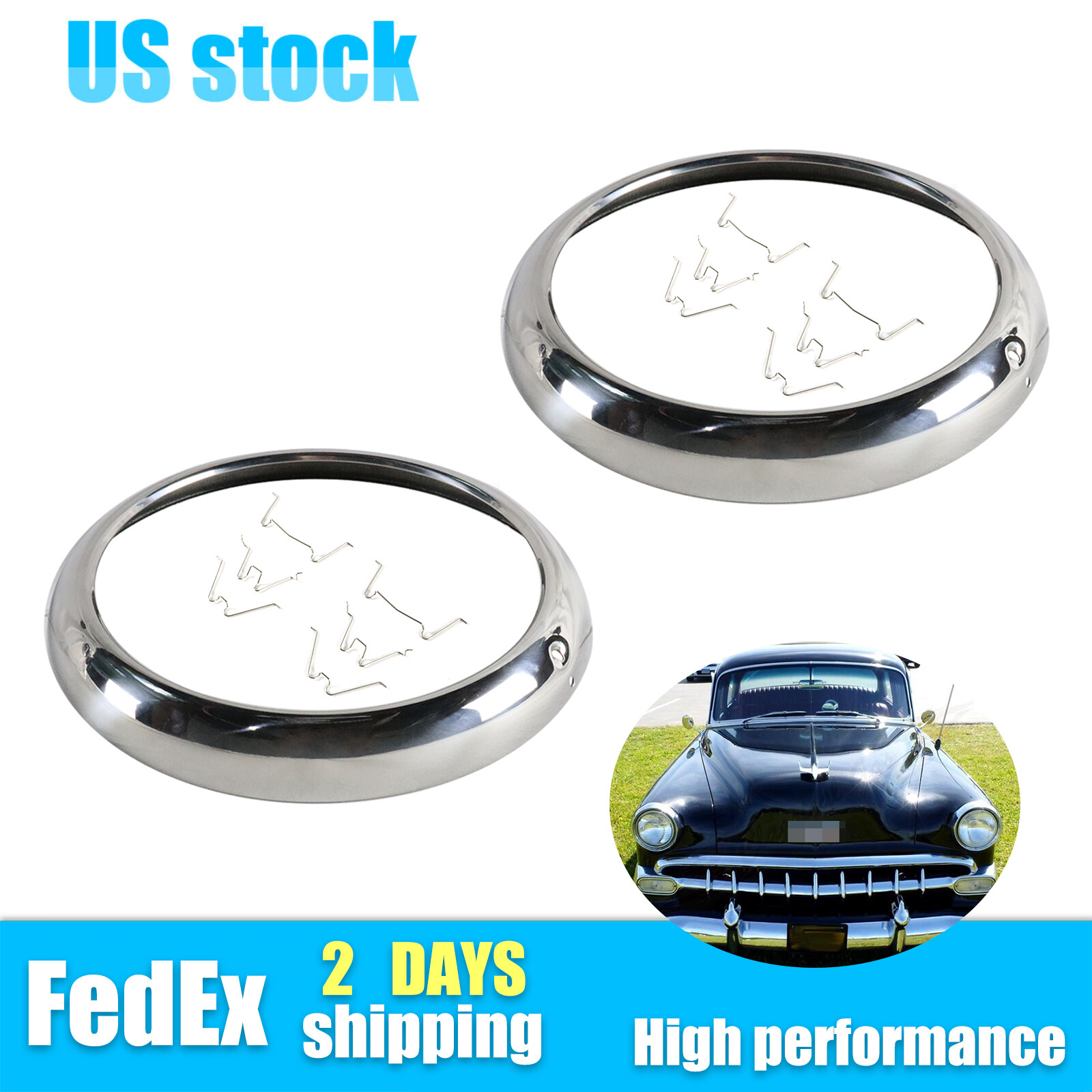 2 PCS Headlight Bezels w/Clips For 47-55 Chevy GMC Truck 49-52 Chevy ...