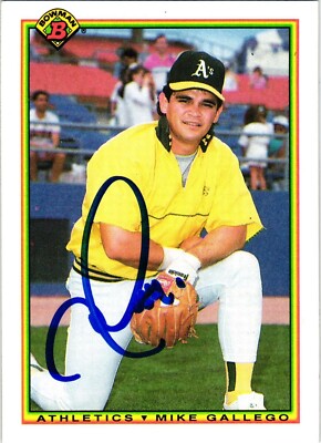 Mike Gallego #459 Signed 1990 MLB Bowman Baseball card Auto A's | eBay