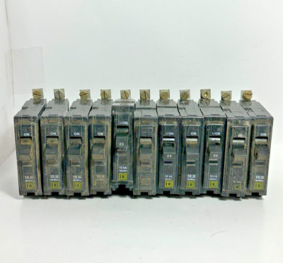(Lot of 11) Square D QOB120 20 Amp Single Pol 1-Pole Mini Circuit ...