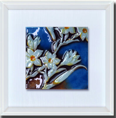 Quadro dipinto in rilievo fiori di campo moderno bianco con cornice ...