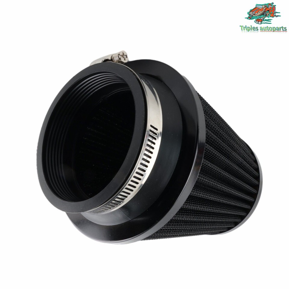 Black 3" High Flow Inlet Dry Air Filter Cold Air Intake Cone ...