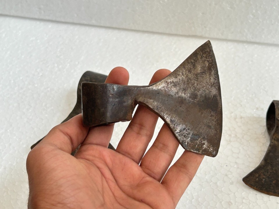 RARE VINTAGE HAND FORGED HEAVY IRON HATCHET AXE HEAD WOOD CUTTER TOOL 3 ...