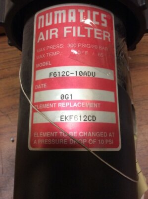Numatics F612C-10ADU Air Filter Assembly Replacement EKF612CD - New No ...