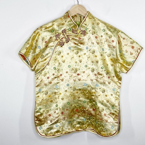 Handmade Chinese Yellow High Neck Short Sleeve Top Women's Size Medium ...