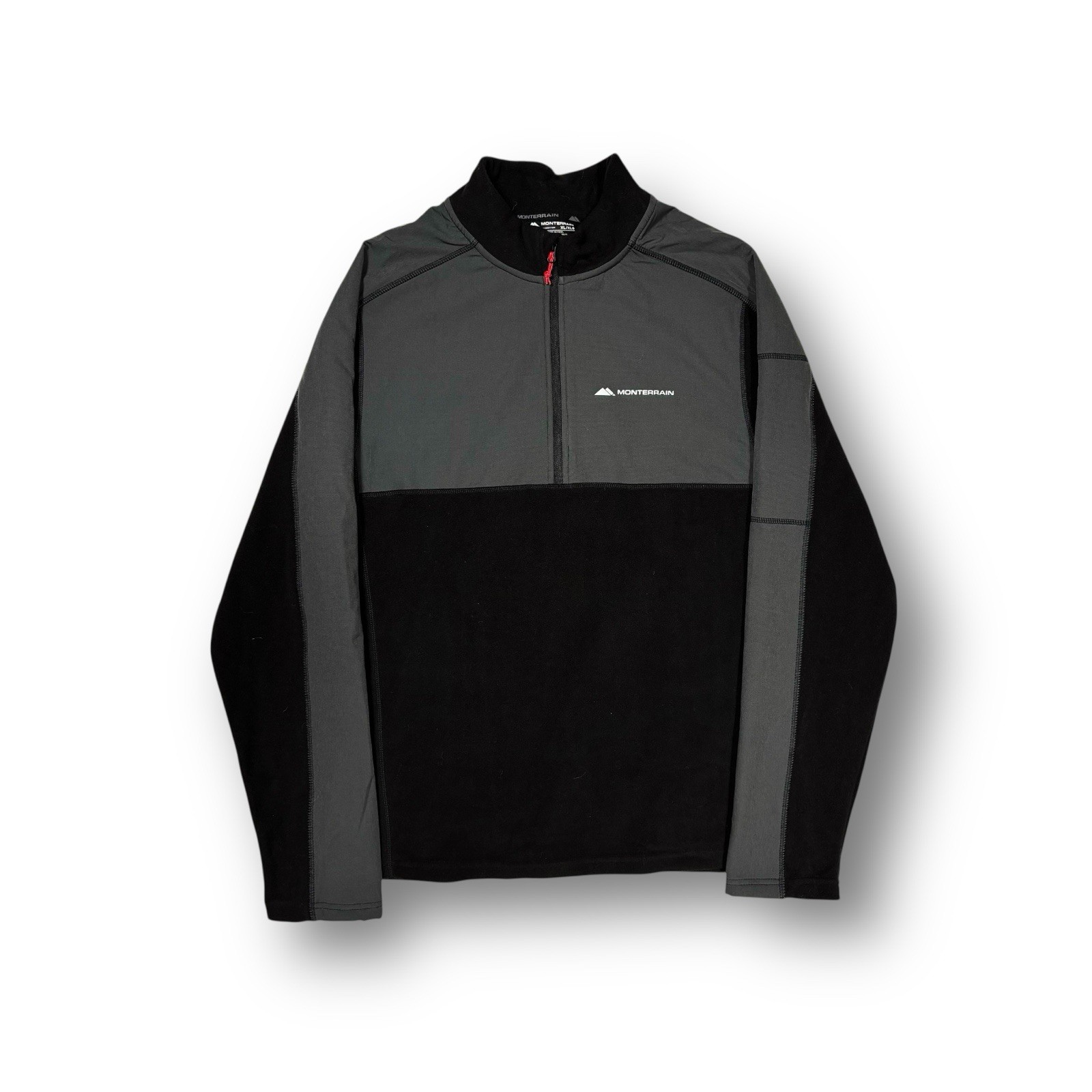 Monterrain Black & Grey Colourblocked 1/4 Zip Fleece Jumper Size XL ...