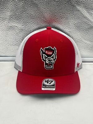 NC State Wolfpack NCAA '47 Brand Red Trucker Mesh Adjustable Snapback ...